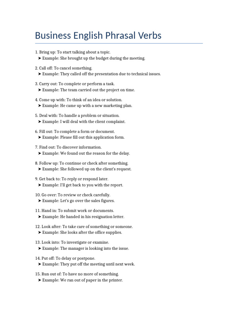 Essential Business Phrasal Verbs Guide | PDF | Chess | Chess Theory