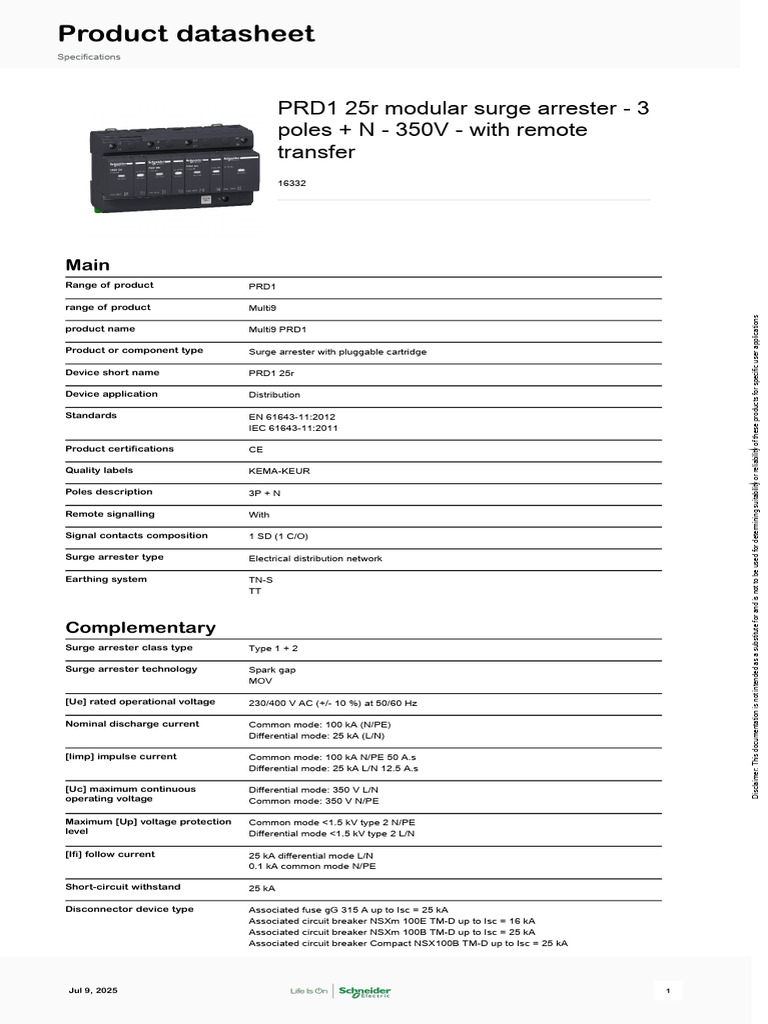 PRD1 25r Surge Arrester Overview | PDF | Electrical Equipment | Power ...
