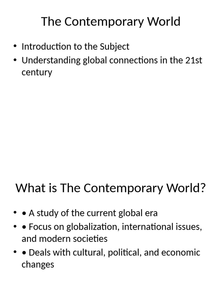 Introduction To The Contemporary World | PDF