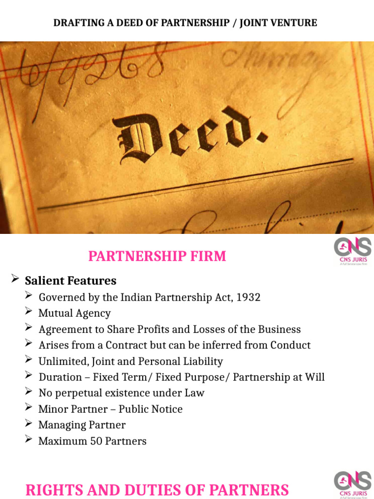 Drafting A Deed of Partnership | PDF | Partnership | Limited Liability Partnership