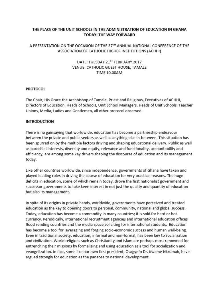 Unit Schools' Role in Ghana's Education | PDF | Quran | Islam
