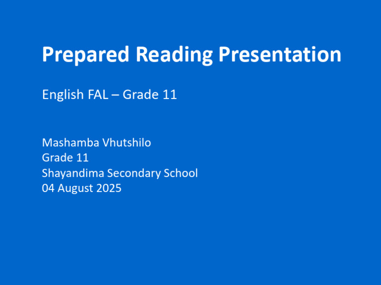 Prepared Reading Presentation | PDF