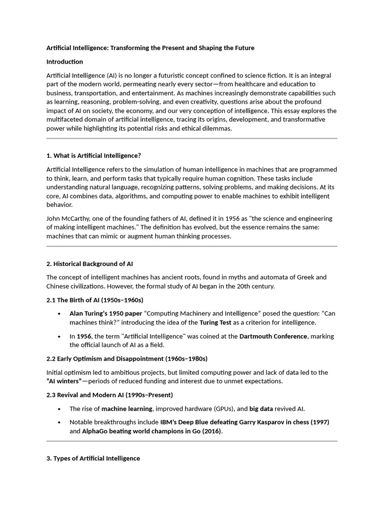 Artificial Intelligence & Its Impacts | PDF | Artificial Intelligence | Intelligence (AI ...