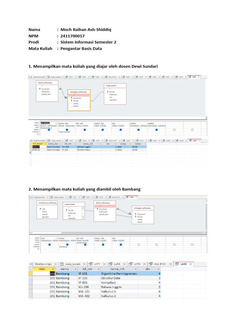 Query Basis Data untuk Mahasiswa dan Mata Kuliah | PDF