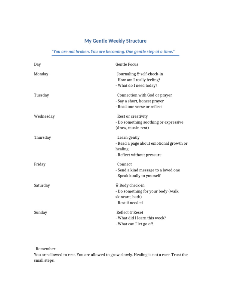 Gentle Weekly Structure | PDF