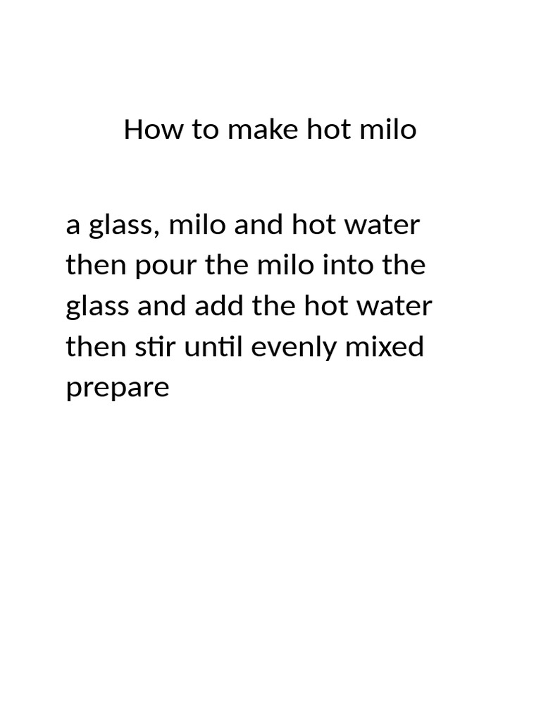 How To Make Hot Milo | PDF