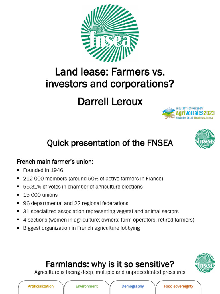 Land Lease Farmers Vs Investors - Leroux - Darell - FNSEA | PDF ...
