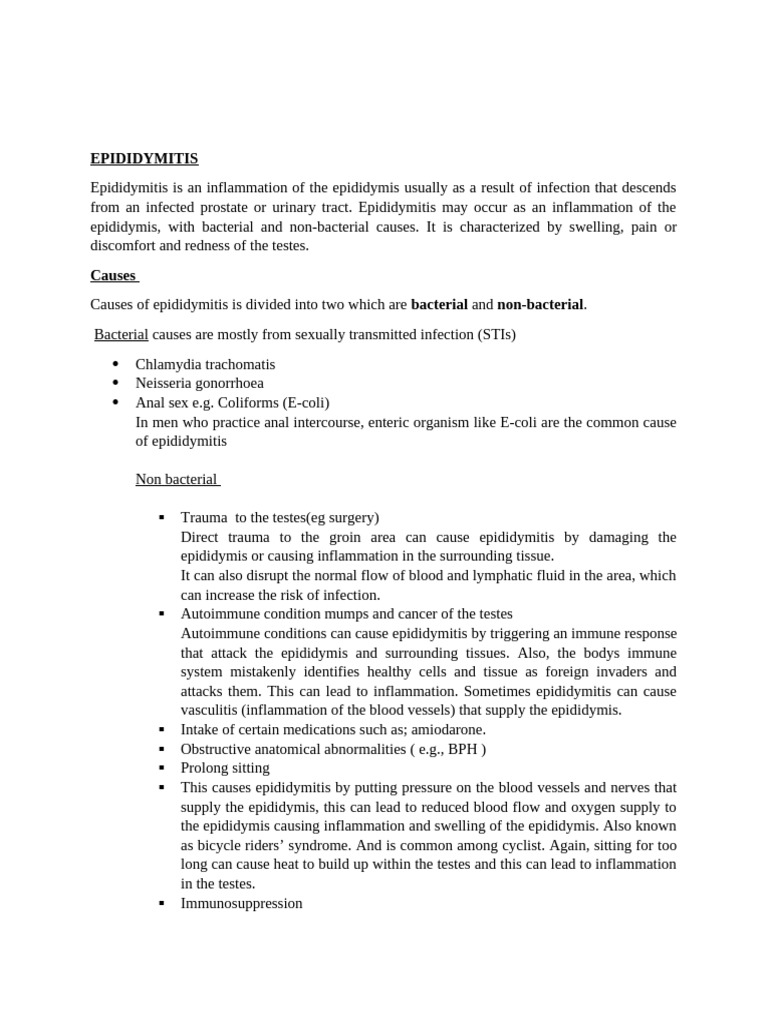 Understanding Epididymitis Causes and Treatment | PDF | Inflammation ...
