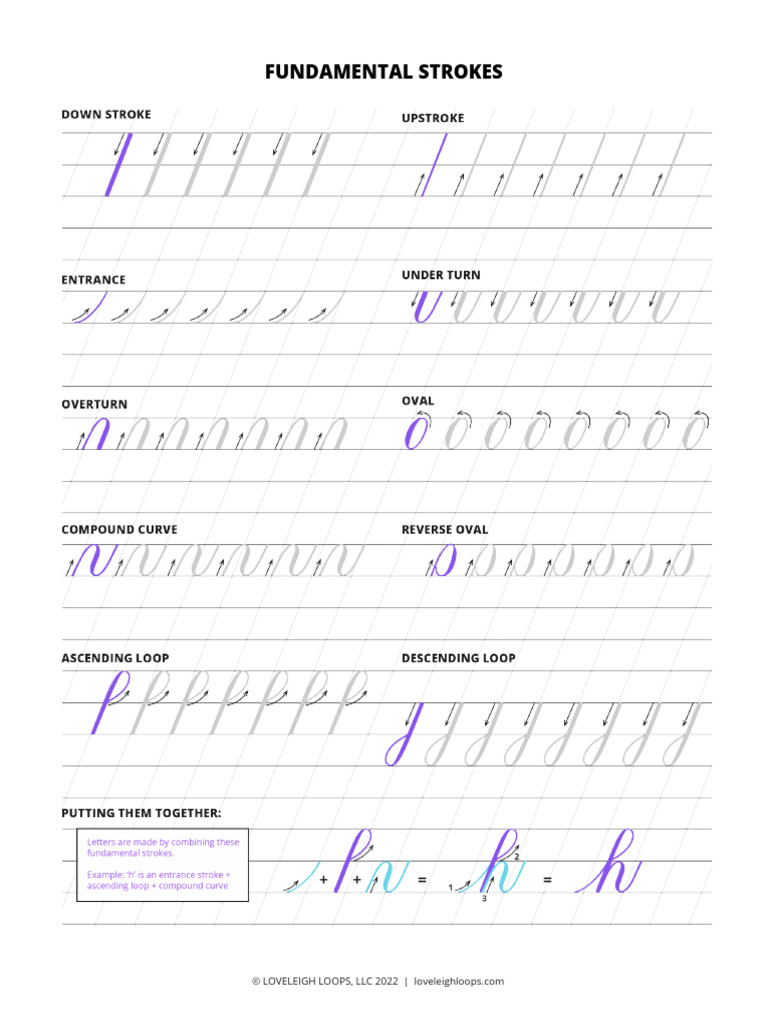 Basic Strokes Worksheet - Loveleigh Loops | PDF
