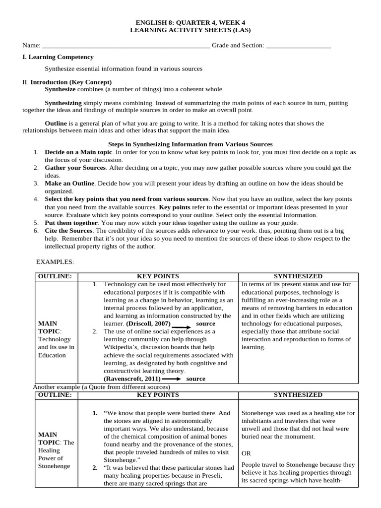 ENG8 Q4 Week 4 Synthesizing | PDF | Climate | Climate Change