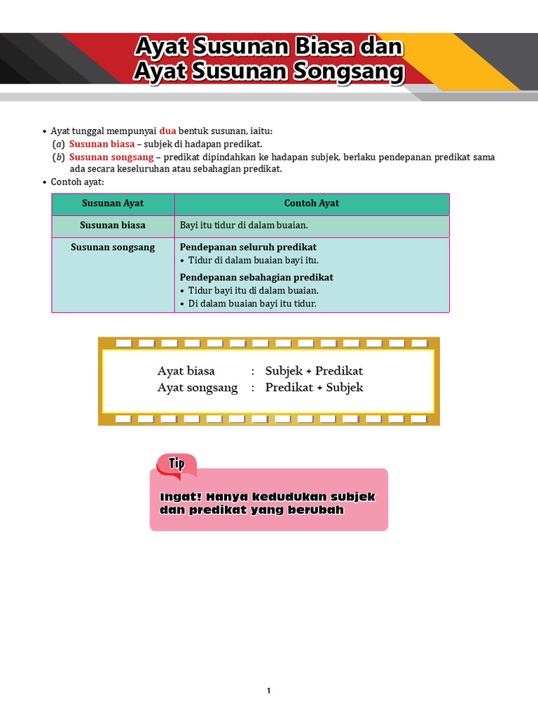 BM 5-Nota Ayat Susunan Biasa Dan Ayat Susunan Songsang | PDF