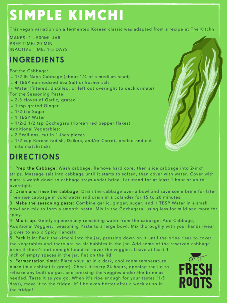 Simple Kimchi Recipe Card | PDF
