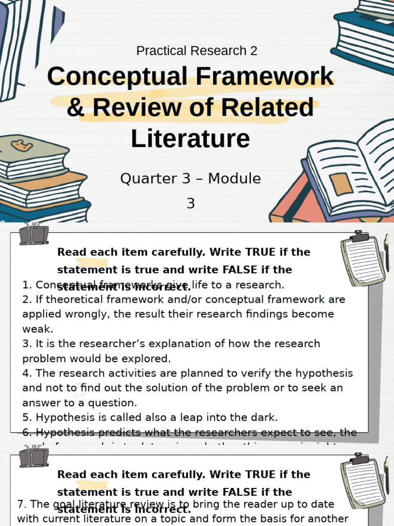 PR2 Quarter 1 Module 3 Conceptual Framework Review of Related Literature | PDF | Hypothesis ...