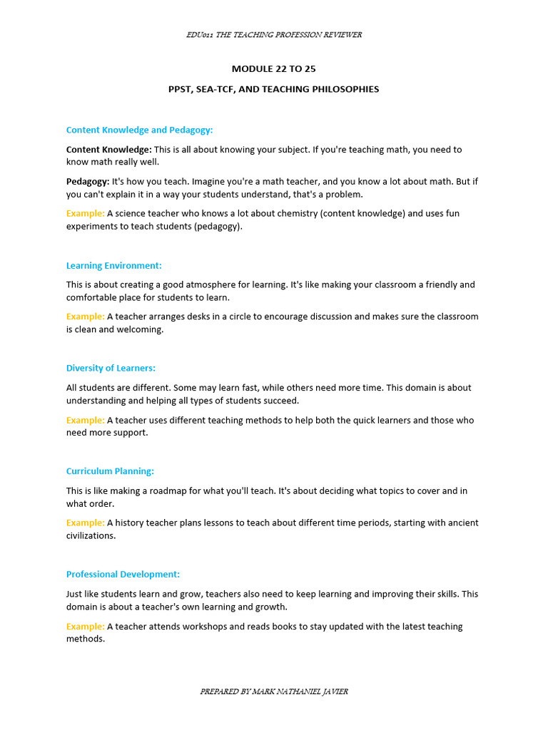 Teaching Profession Reviewer Guide | PDF | Teachers | Existentialism