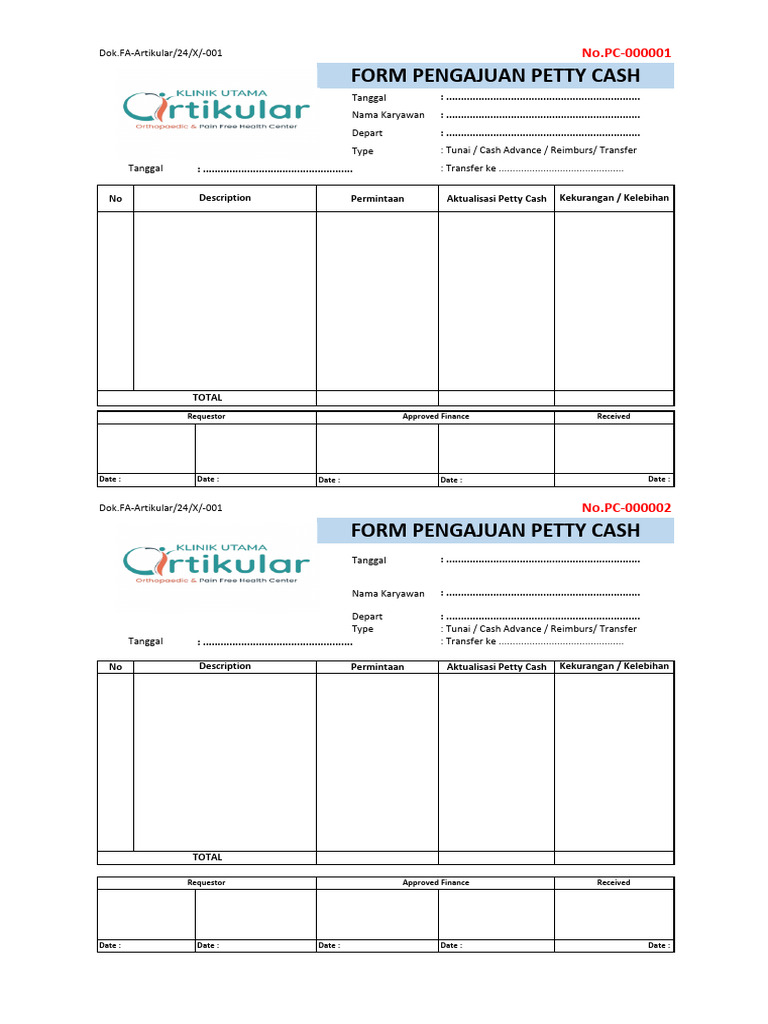 Form Pengajuan Petty Cash | PDF