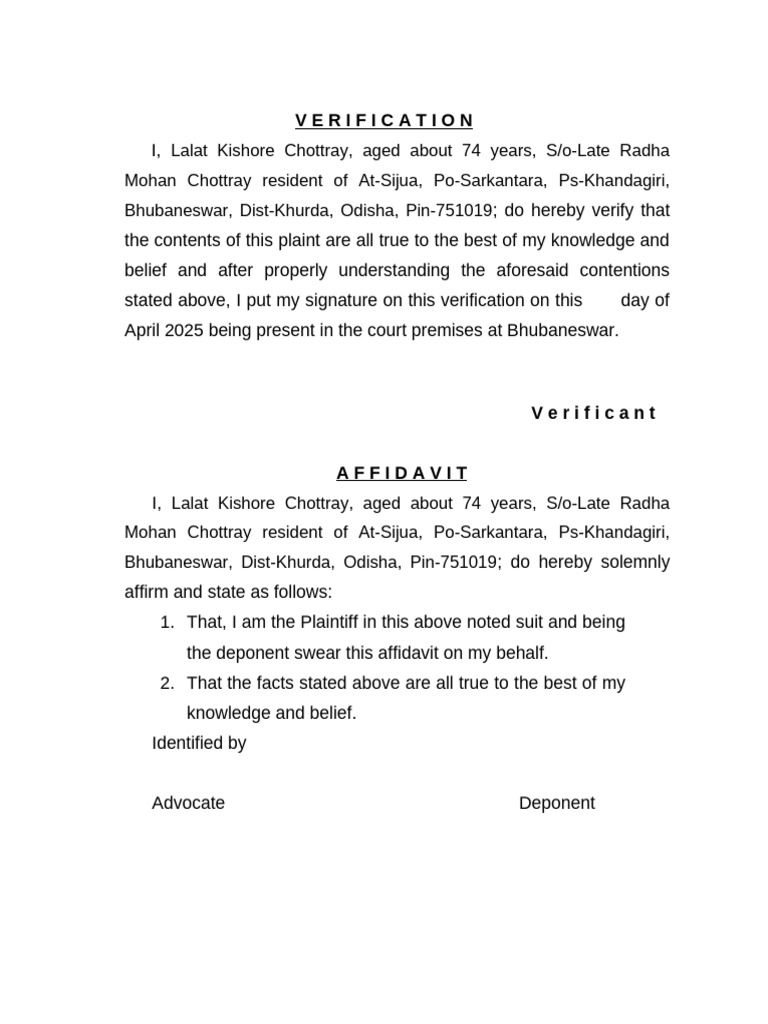 Affidavit & Verification | PDF