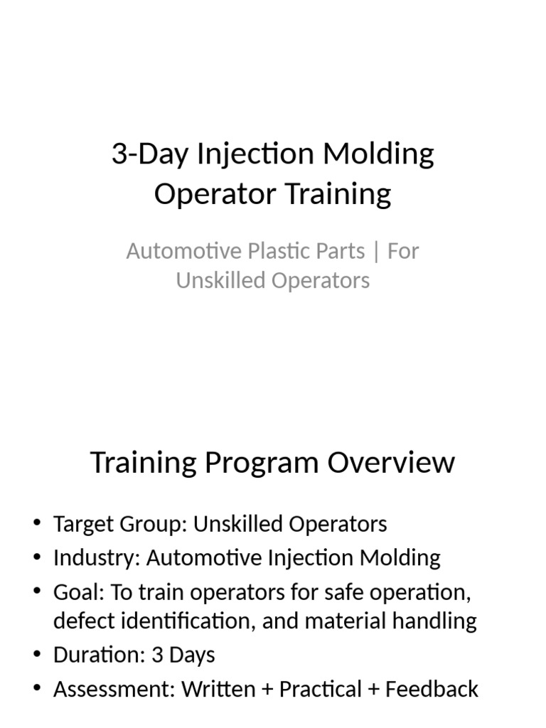 Injection Molding Operator Training | PDF