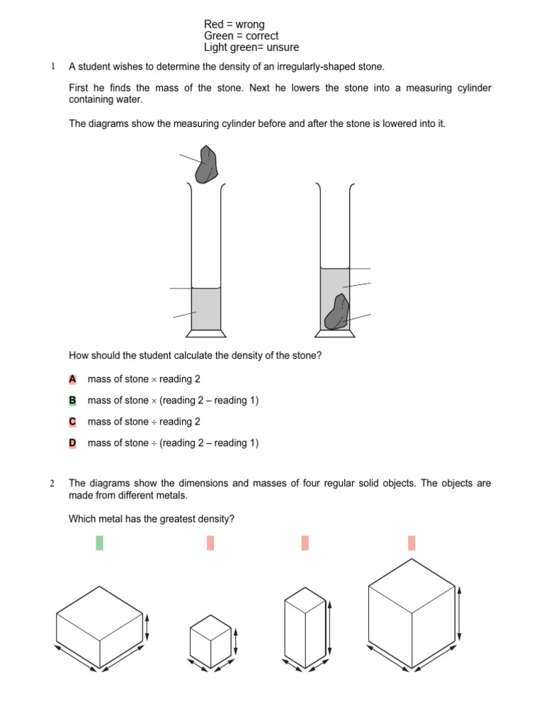 Density (Multiple Choice) QP | PDF | Density | Volume