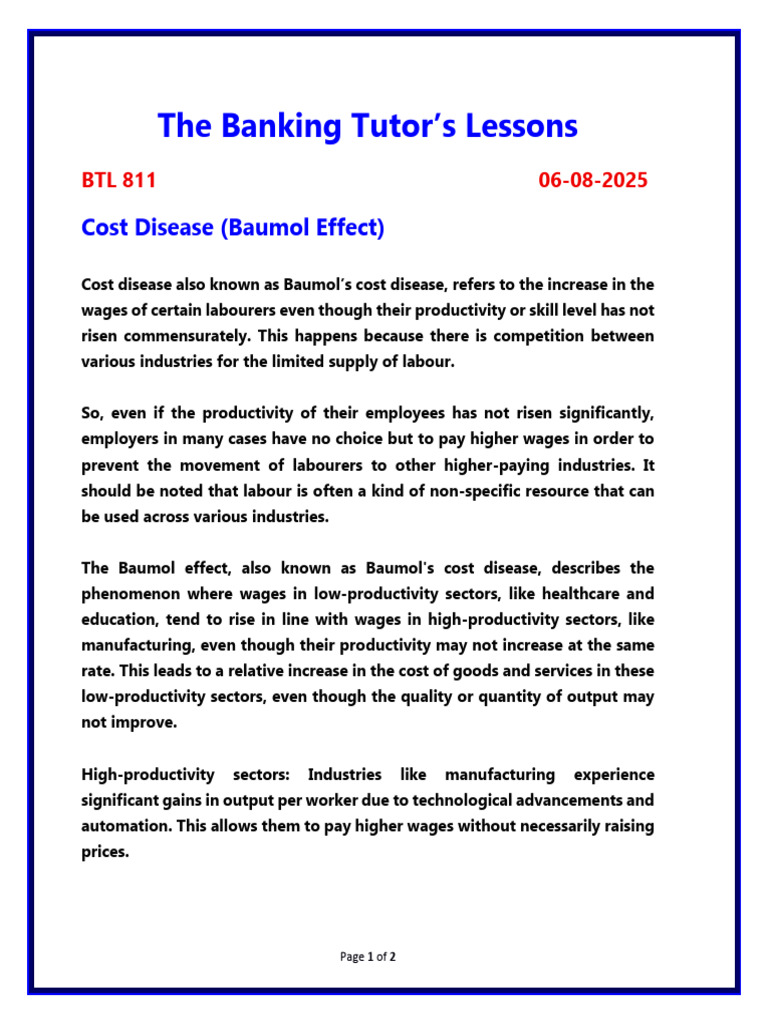 Understanding Baumol's Cost Disease | PDF