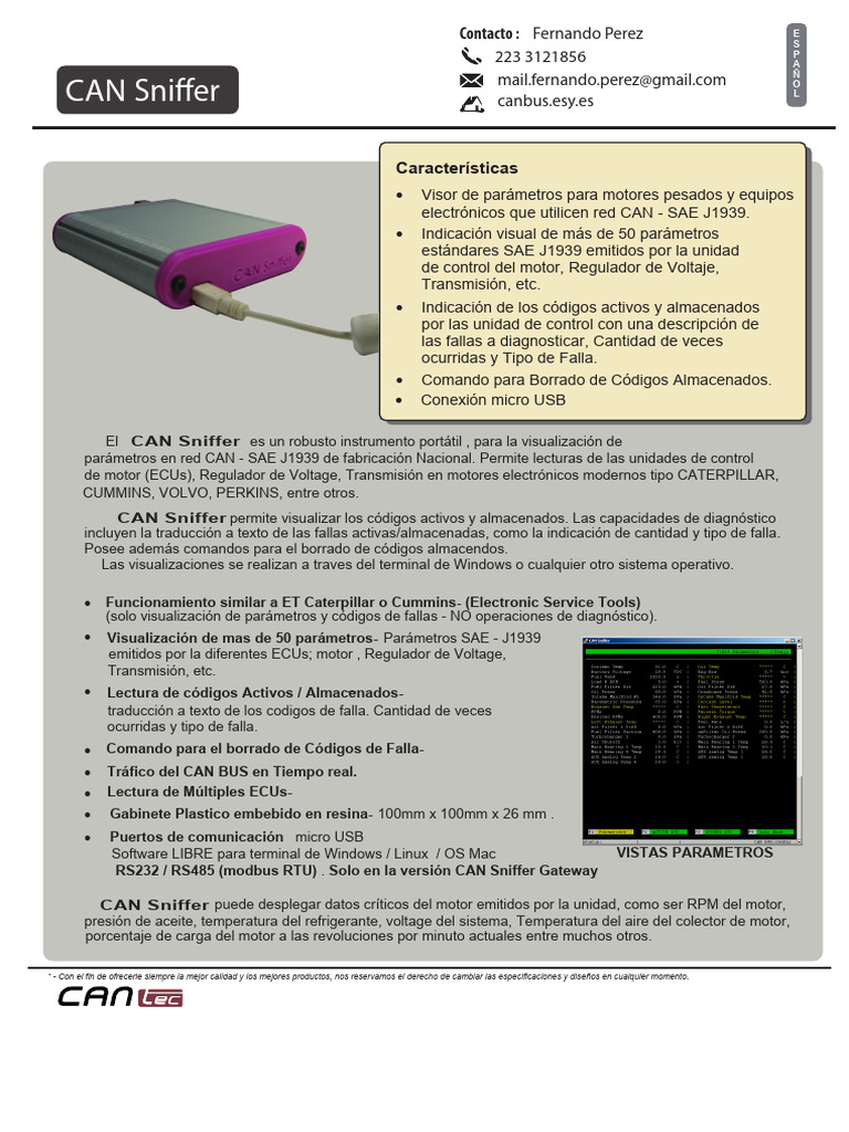 Sniffer CAN para Diagnóstico de Motores | PDF | USB | Ingeniería ...