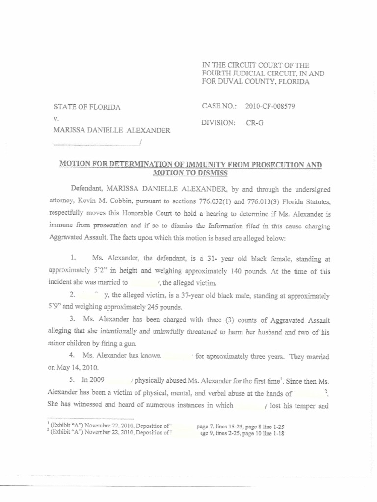 Motion For Determination of Immunity From Prosecution and Motion To Dismiss