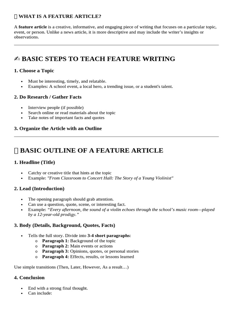 ? What Is A Feature Article | PDF | Learning