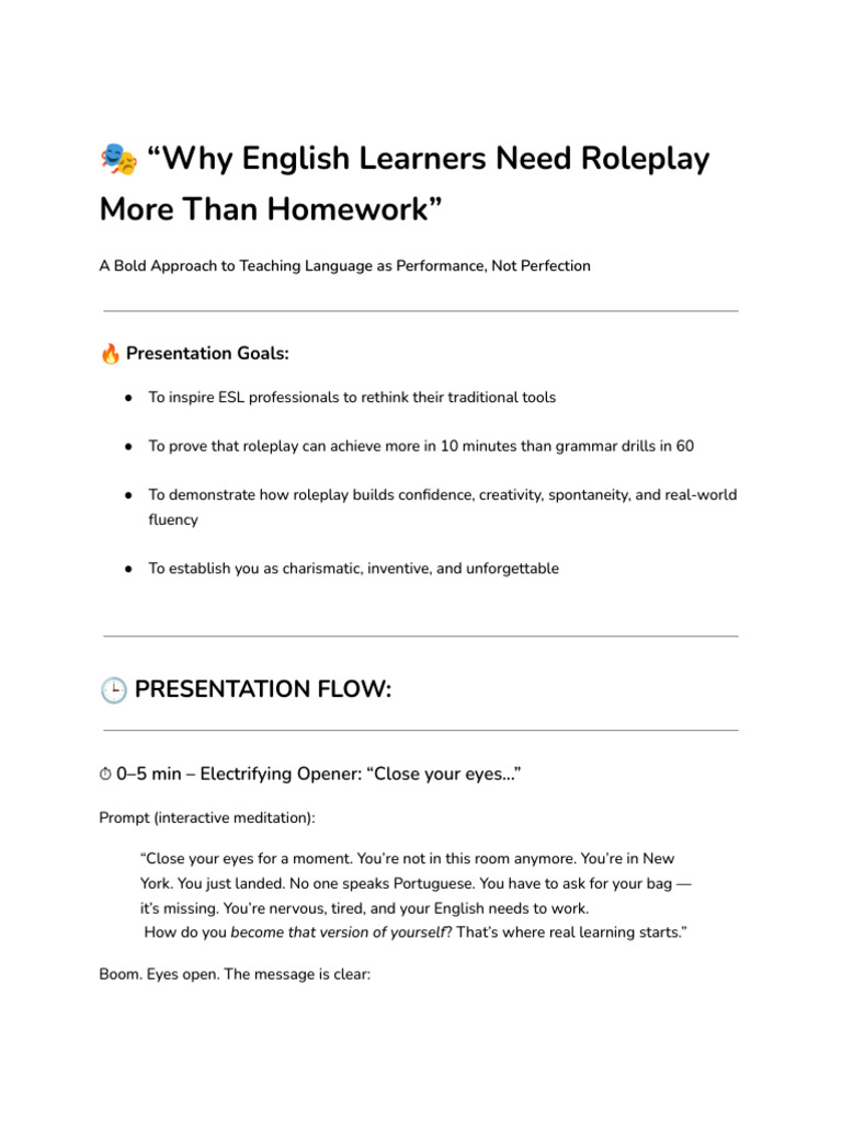 ? "Why English Learners Need Roleplay More Than Homework" | PDF