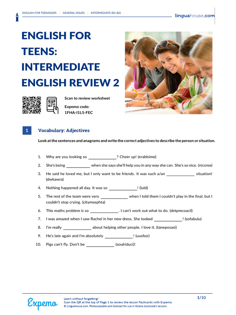 English For Teens Intermediate English Review 2 British English Student ...