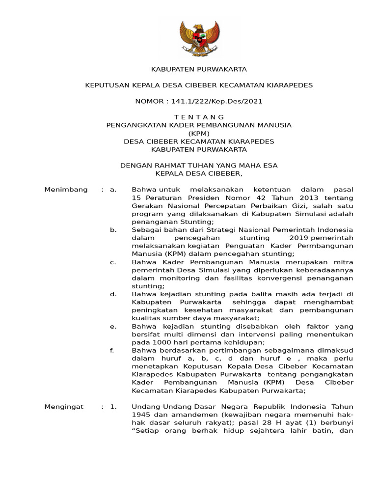 SK KPM Desa Tahun 2020 | PDF