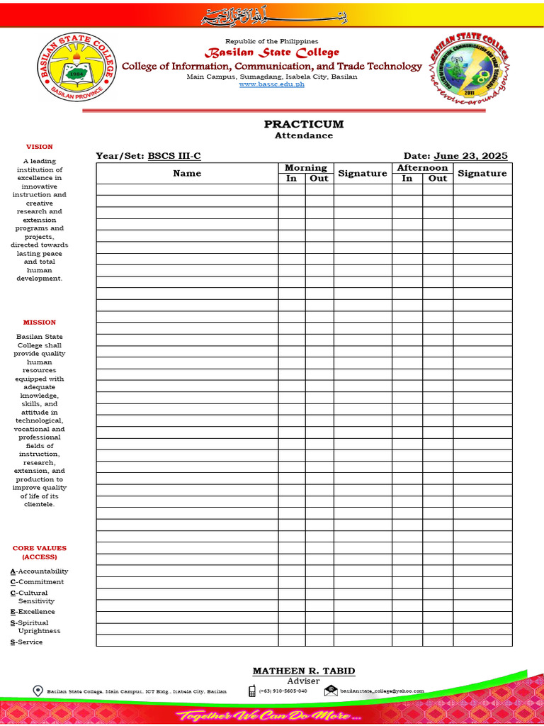 Ojt Attendance Sheet | PDF