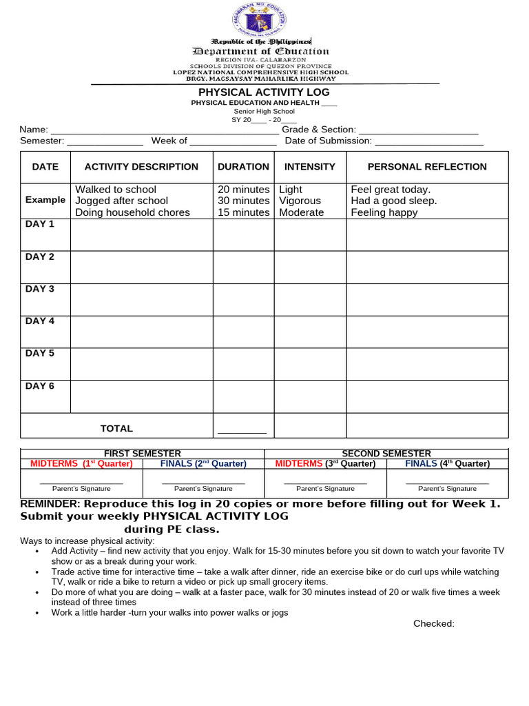 PA Log and PFT Score Card | PDF | Body Mass Index | Physical Fitness