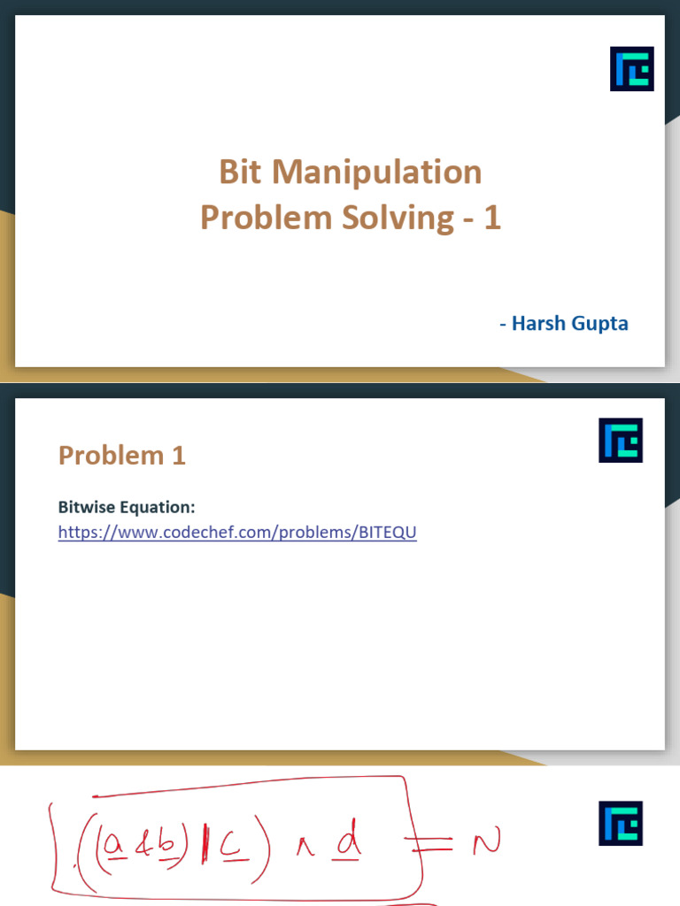 Problem Solving 1 | Bit Manipulation Beginner | Level 2 | TLE | PDF