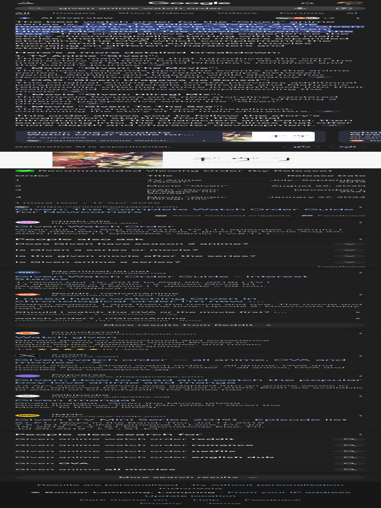 Given Anime Watch Order - Google Search | PDF | Anime | Anime And Manga