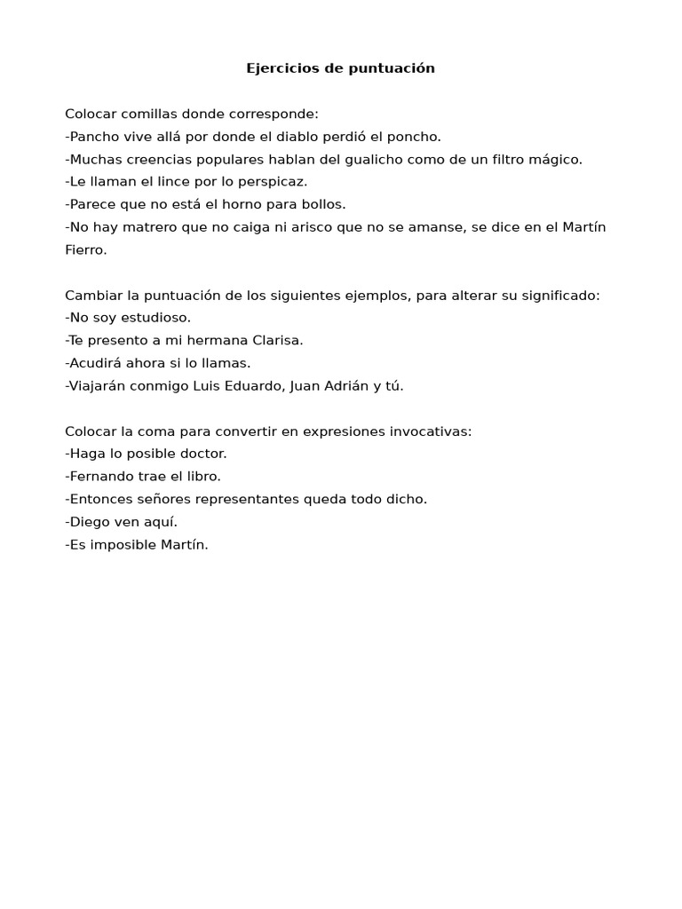 Ejercicio de Puntuación | PDF