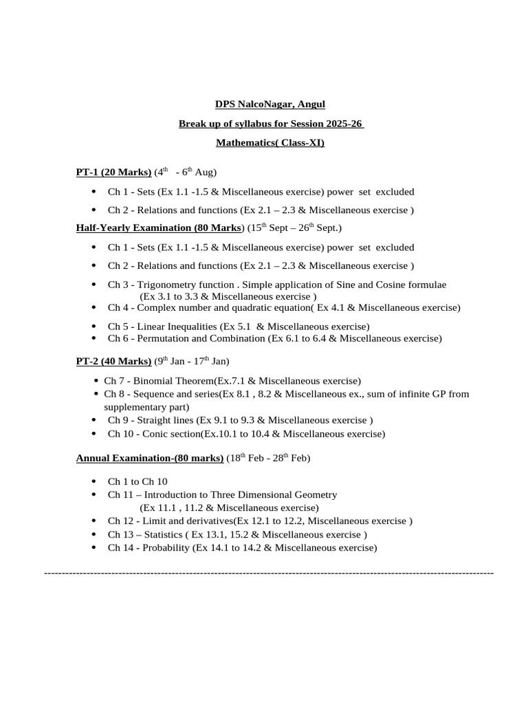 ClassXI Syllabus Breakup 25-26 - 1 | PDF