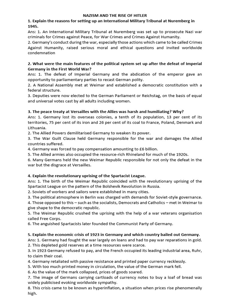 NOTESNAZISMANDTHERISEOFHITLER R0o8n2fcomc7wxq | PDF | Weimar Republic ...