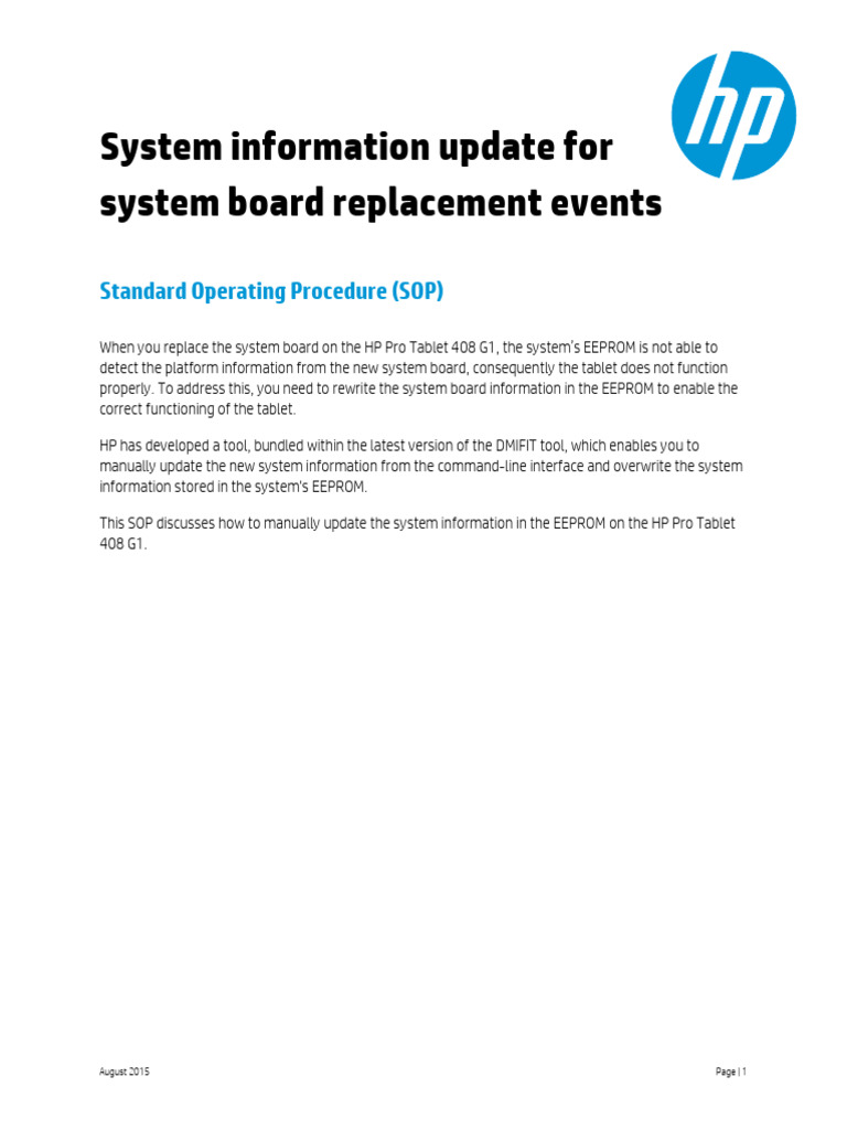 HP Pro Tablet 408 G1 Rebranding Process SOP | PDF | Booting | Command ...