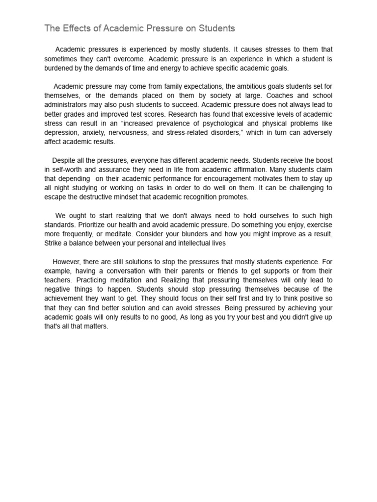 Overcoming Academic Pressure: Solutions | PDF