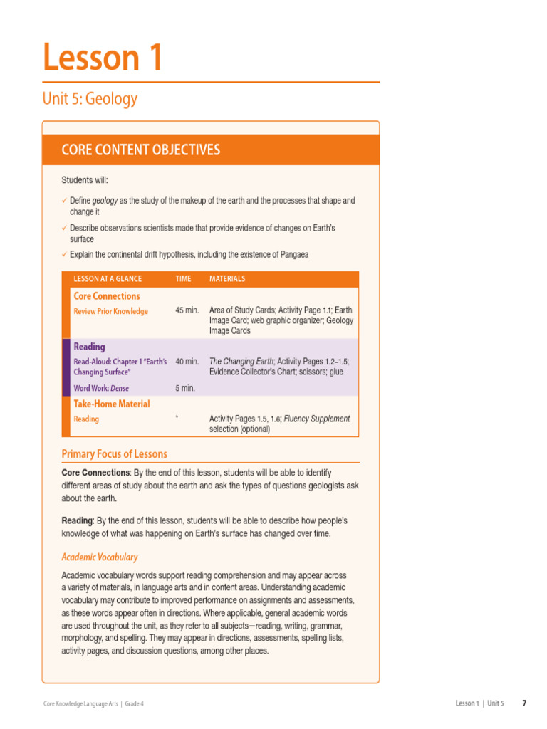 CKLA G4 U5 Geology TG W1-15-63 | PDF | Plate Tectonics | Geology