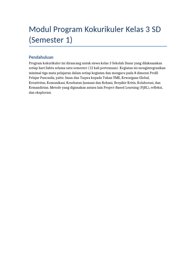 Modul Kokurikuler Kelas 3 SD | PDF