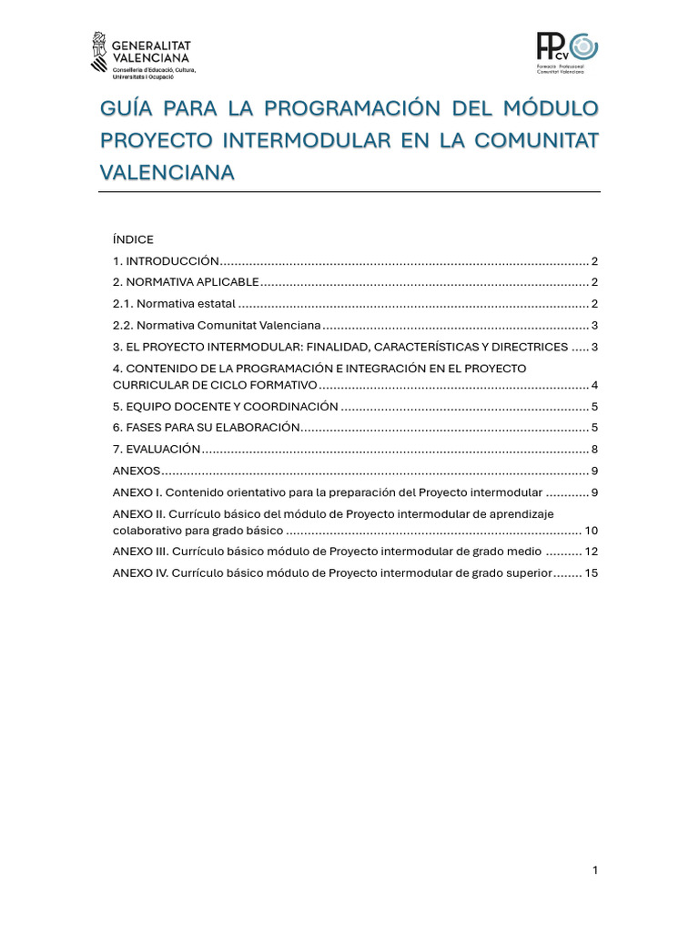 Guía para Elaboración Del Proyecto Intermodular Cas | PDF | Evaluación | Plan de estudios
