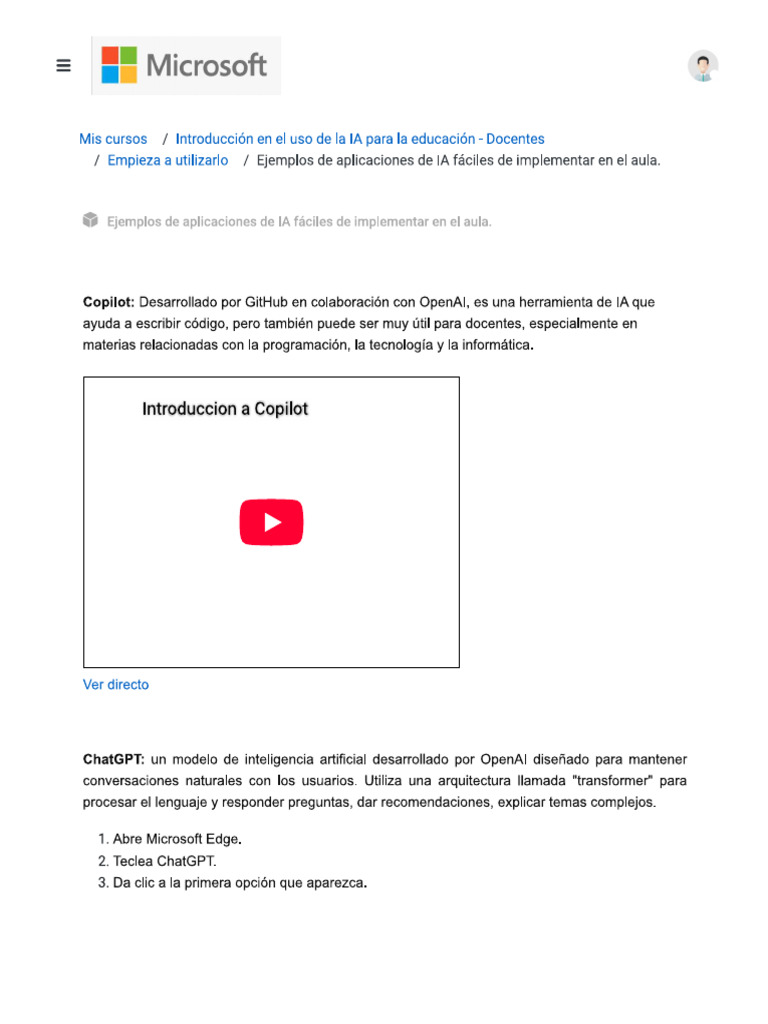 1. Ejemplos de aplicaciones de IA fáciles de implementar en el aula. | PDF