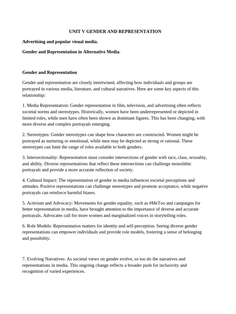 Gender Representation in Media Analysis | PDF | Gender | Gender Studies