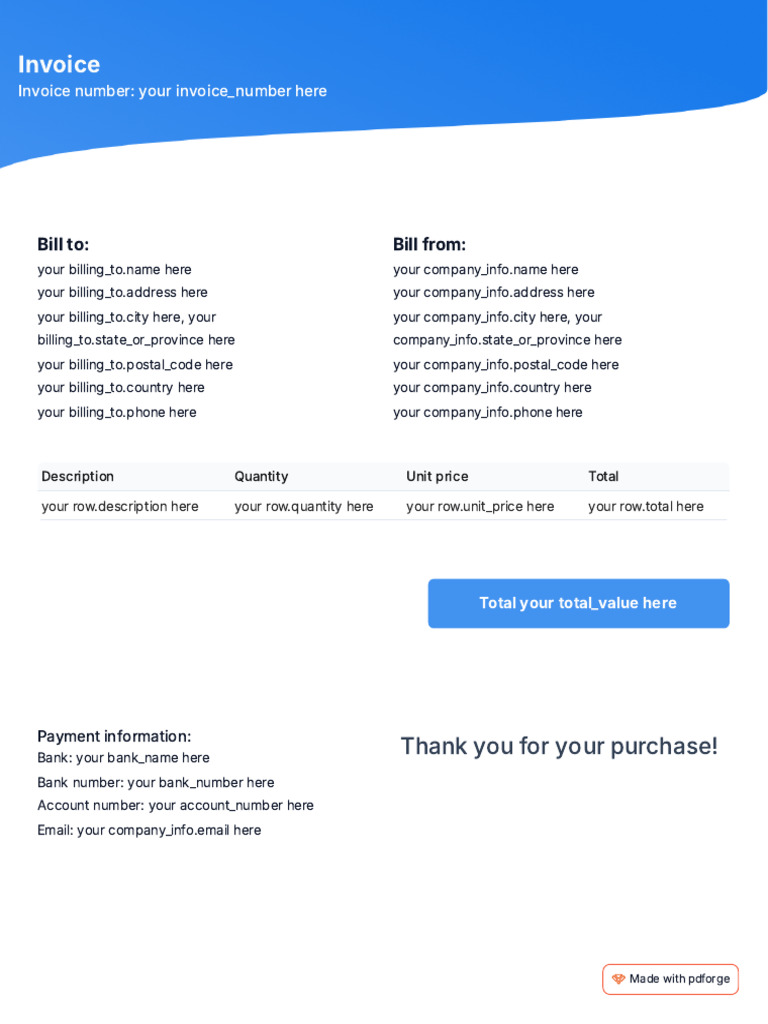 Invoice Template with Bank Details | PDF