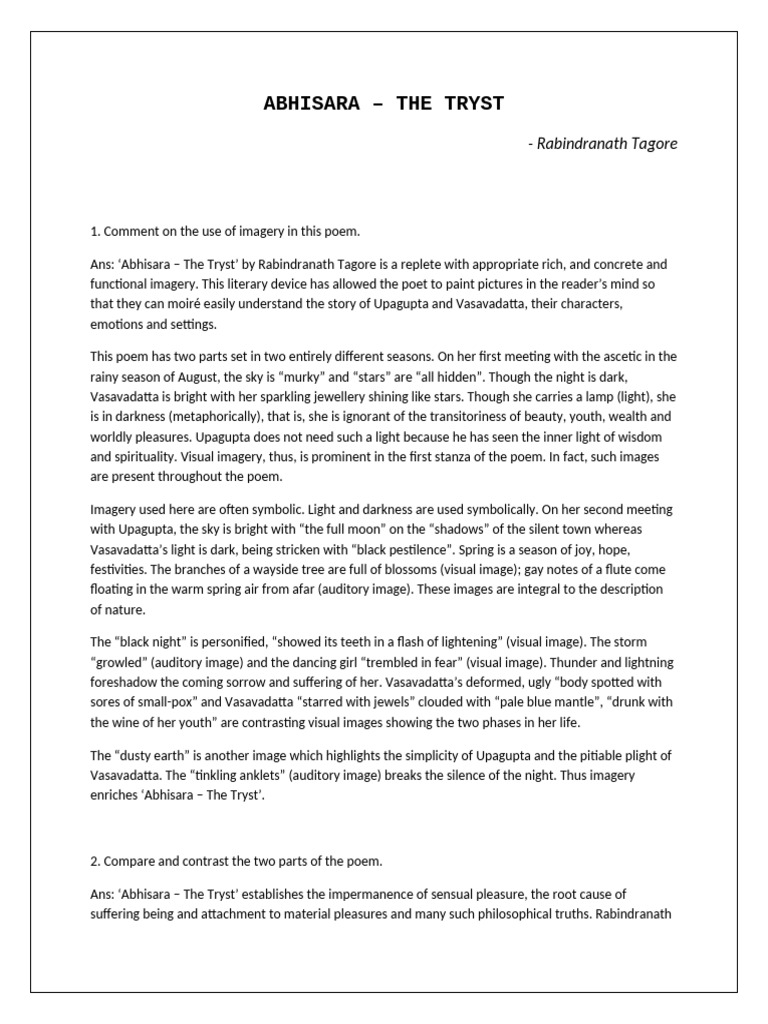 Abhisara - The Tryst by Rabindranath Tagore | PDF