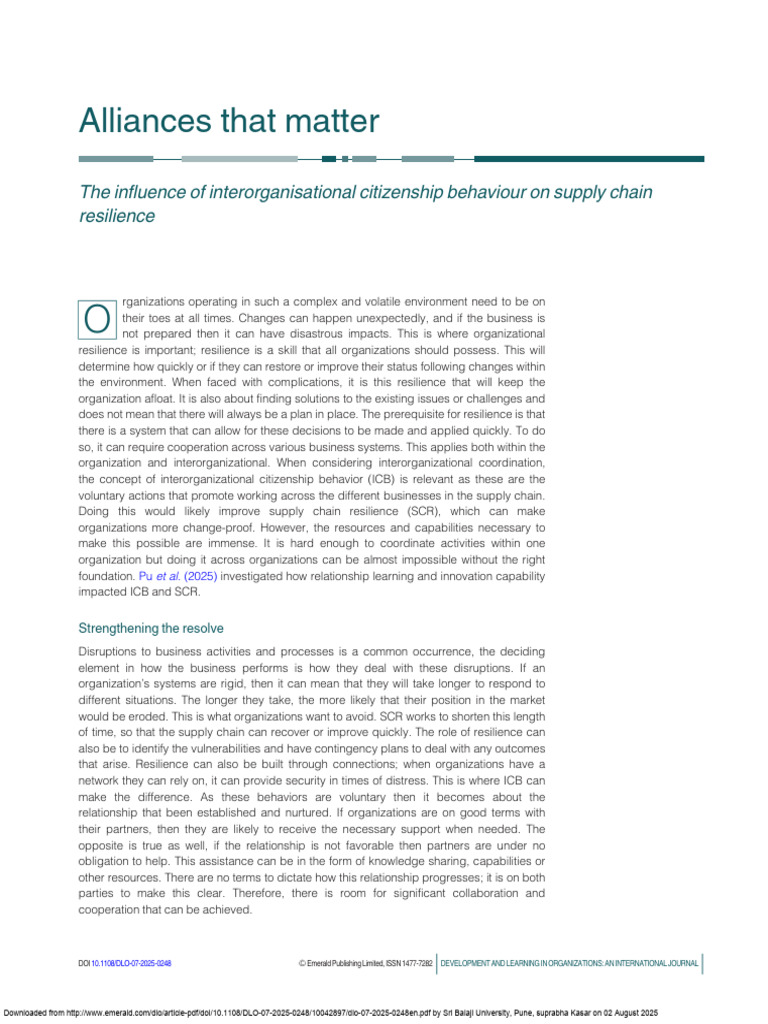 Enhancing Supply Chain Resilience through ICB | PDF | Learning | Supply ...