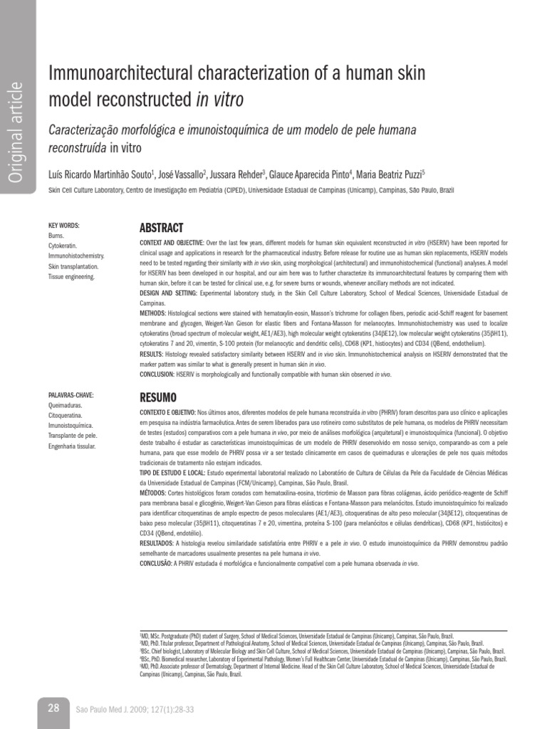 Immunoarchitectural Characterization of A Human Skin | PDF | Skin ...