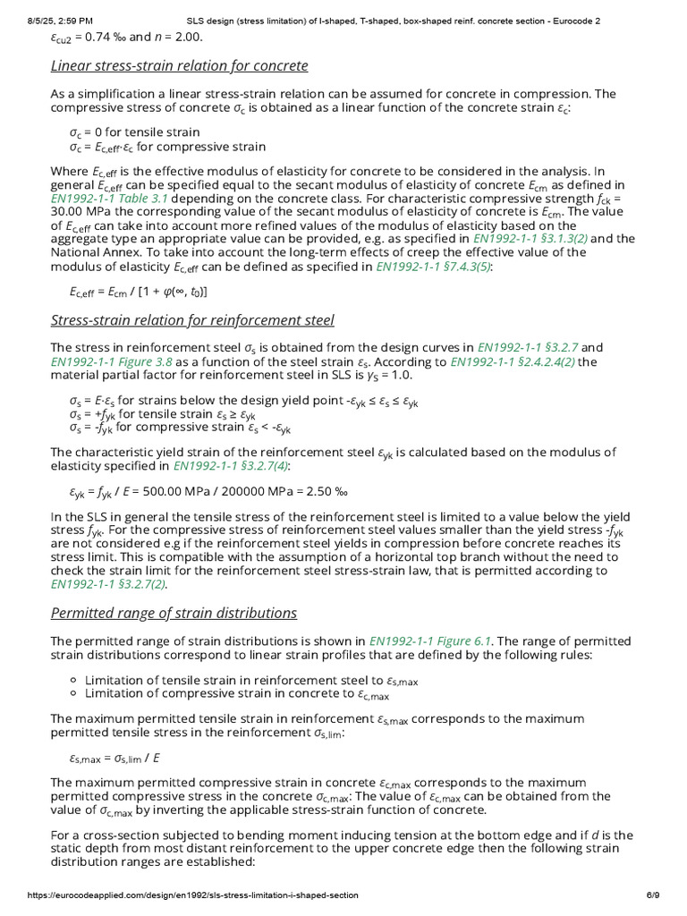 SLS Design (Stress Limitation) of I-Shaped, T-Shaped, Box-Shaped Reinf ...