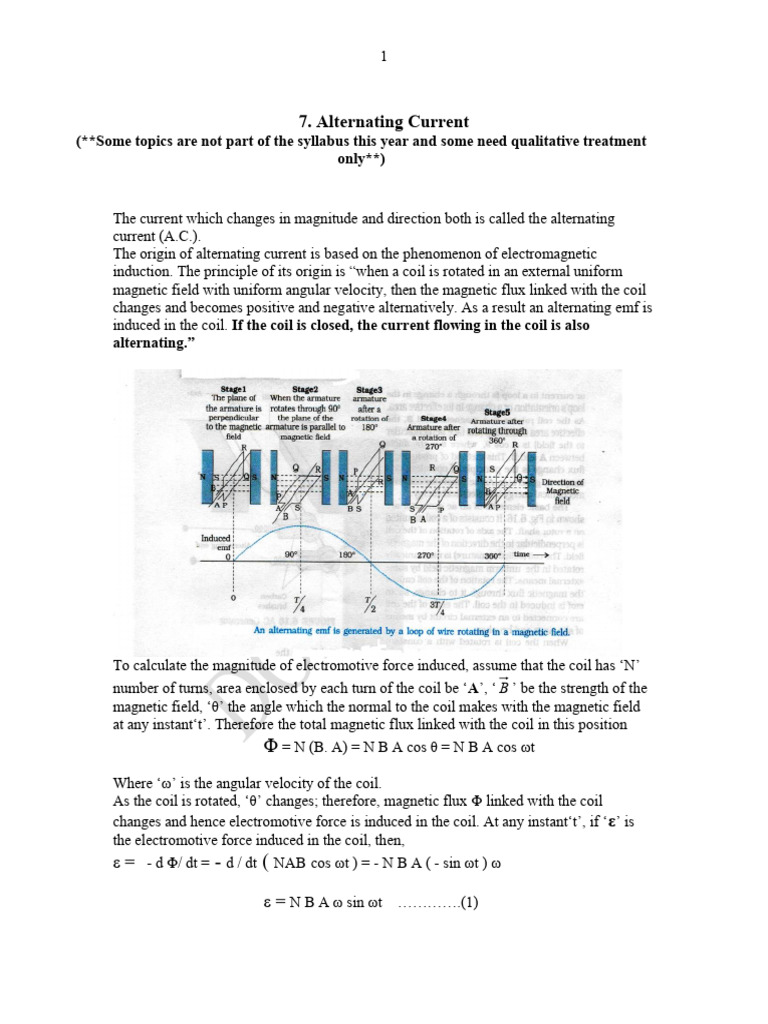 Alternating Current (Edited) | PDF | Electrical Impedance | Inductor