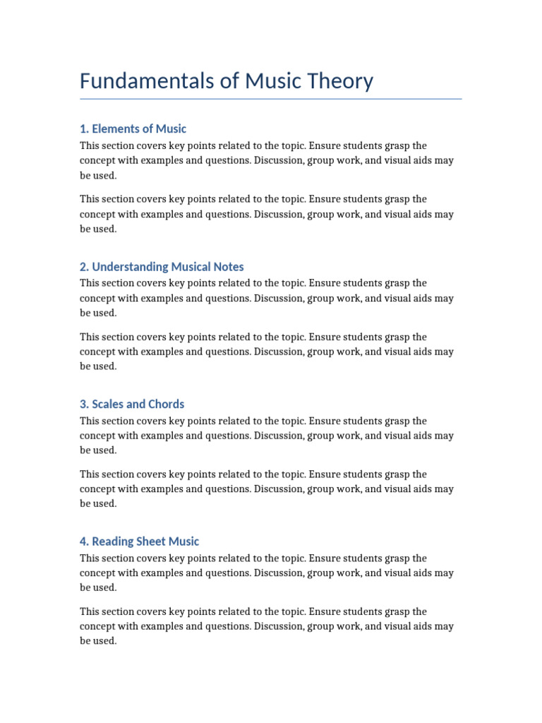 Fundamentals of Music Theory ClassNotes | PDF